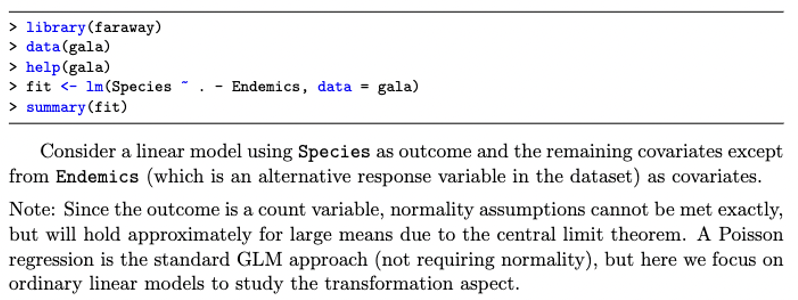 Use the "gala" data from the faraway package in R. | Chegg.com
