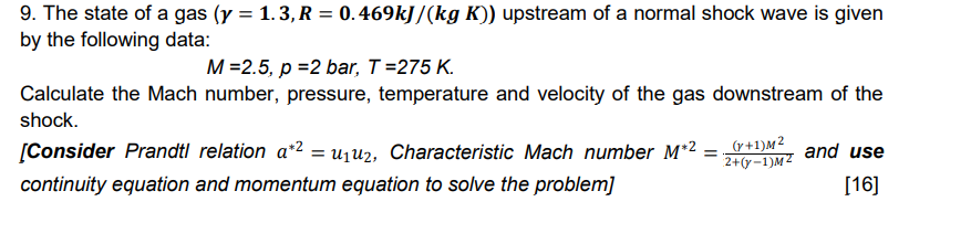 Solved 9. The state of a gas (y = 1.3, R = 0.469kJ/(kg K)) | Chegg.com