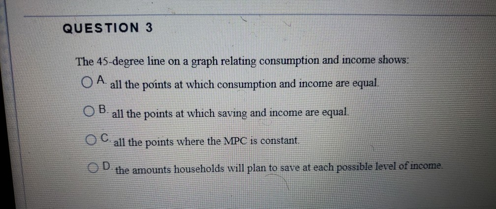 Solved QUESTION 3 The 45-degree line on a graph relating | Chegg.com