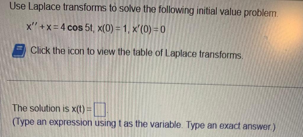 Solved Use Laplace transforms to solve the following initial | Chegg.com