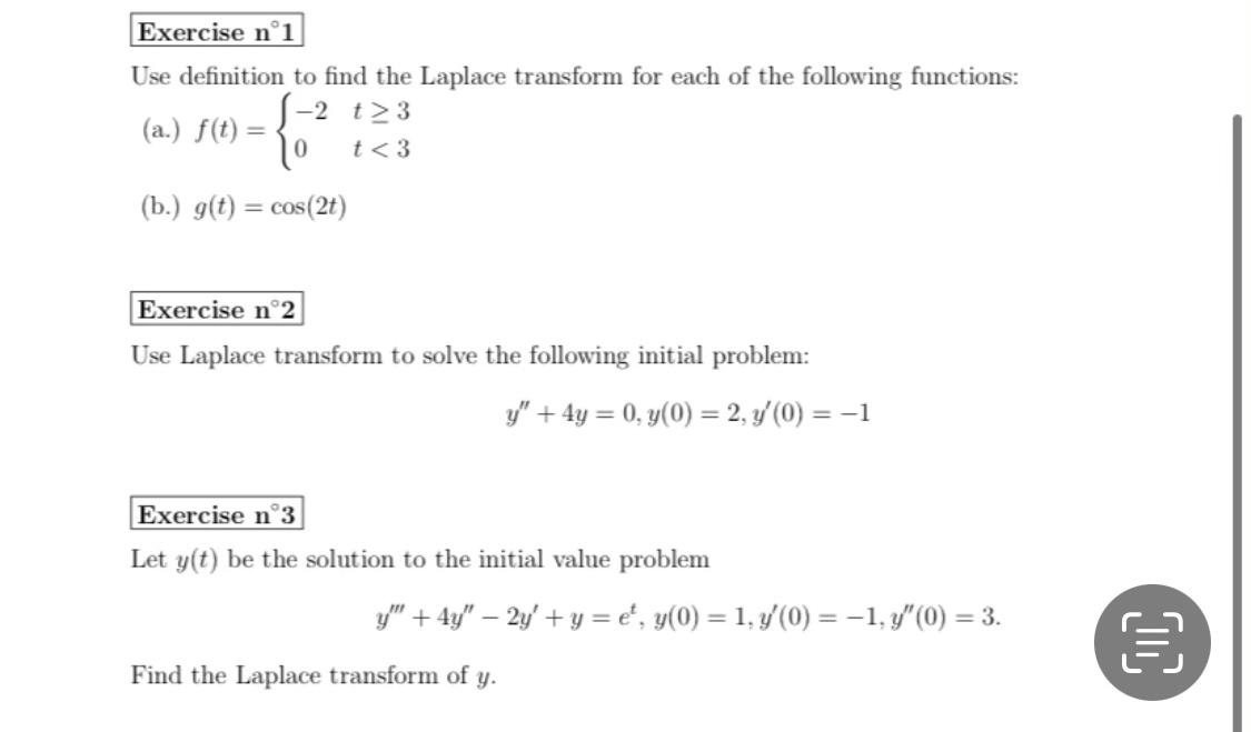 Solved Use definition to find the Laplace transform for each | Chegg.com