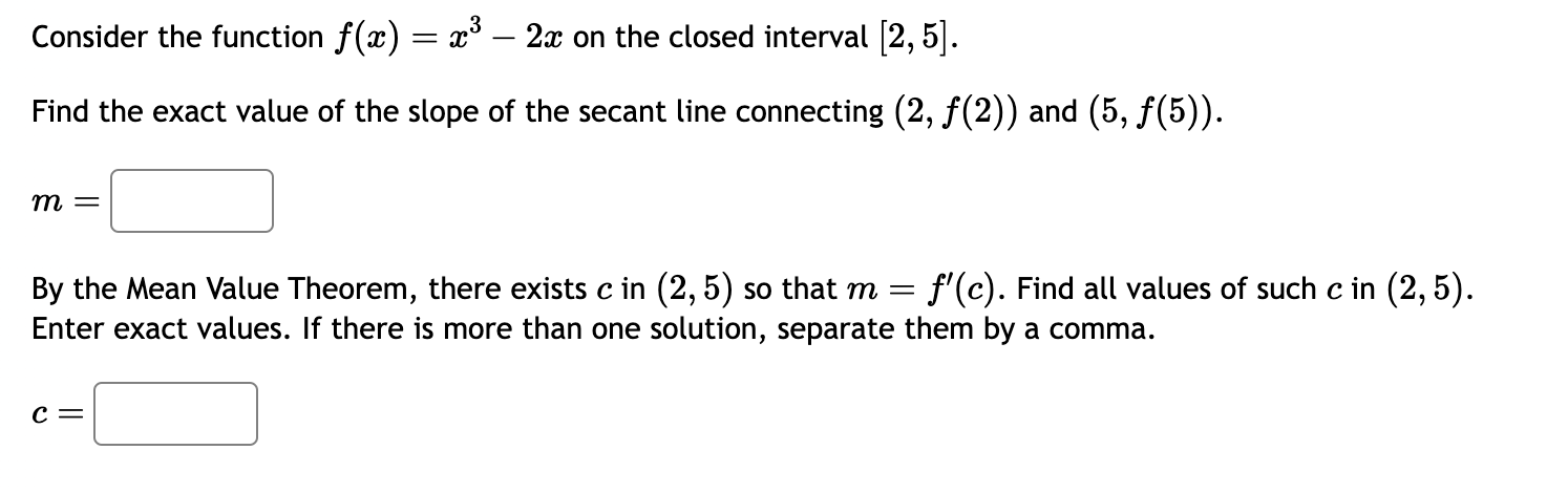 Solved Consider the function f(x)=x3−2x on the closed | Chegg.com