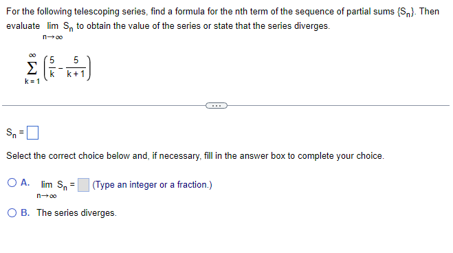 Solved For the following telescoping series, find a formula | Chegg.com