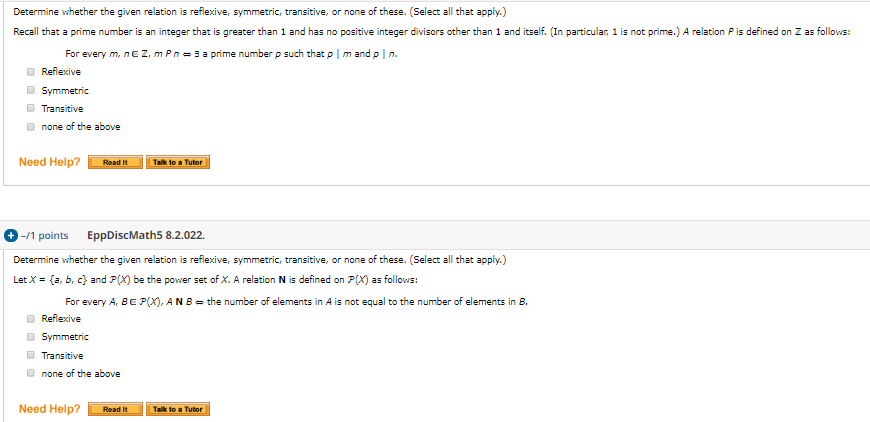 Solved Determine Whether The Given Relation Is Reflexive