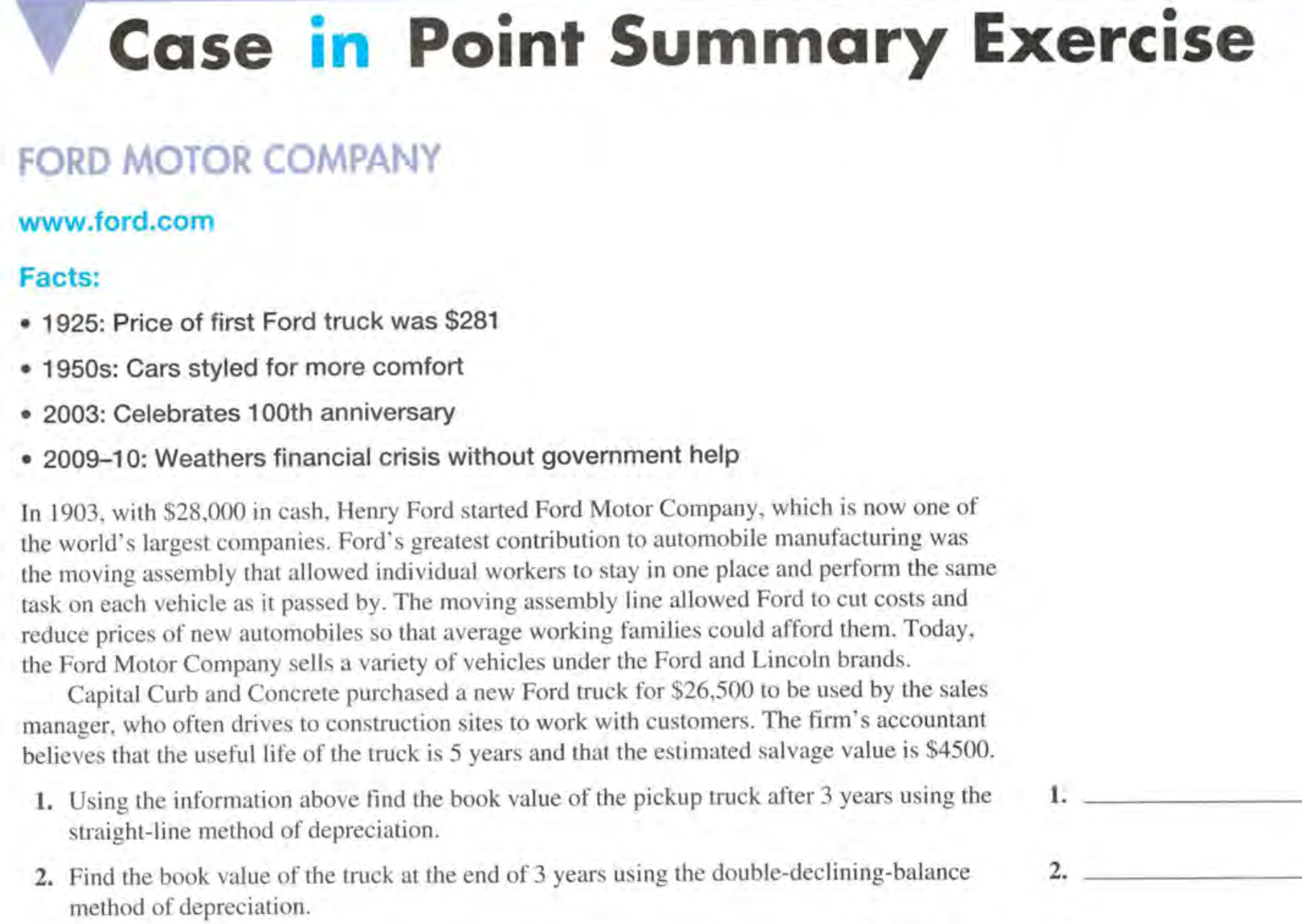 Solved Case in Point Summary Exercise FORD MOTOR COMPANY | Chegg.com