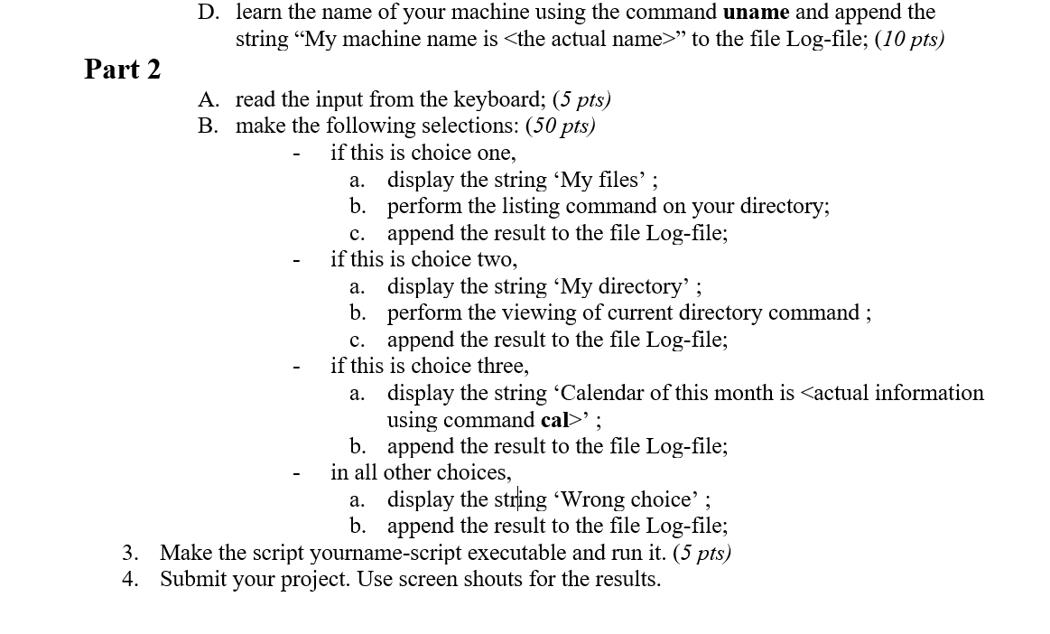 Solved D. learn the name of your machine using the command | Chegg.com