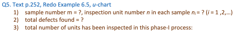 Solved Q5. Text p.252, Redo Example 6.5, u-chart 1) sample | Chegg.com