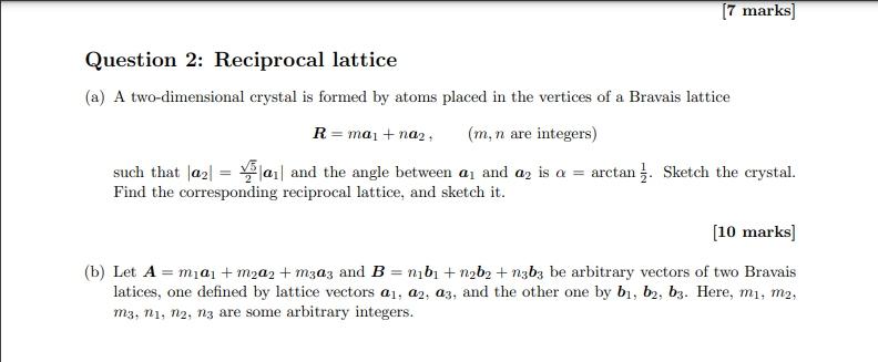 Solved A two-dimensional crystal is formed by atoms placed | Chegg.com