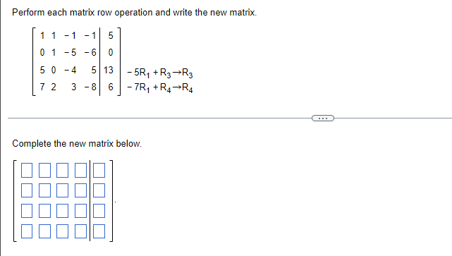 Solved Perform each matrix row operation and write the new | Chegg.com