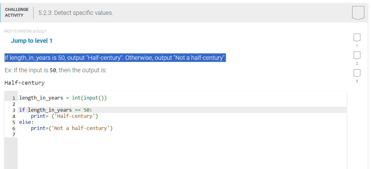 Solved python 5.2.3:Detect specific values If | Chegg.com