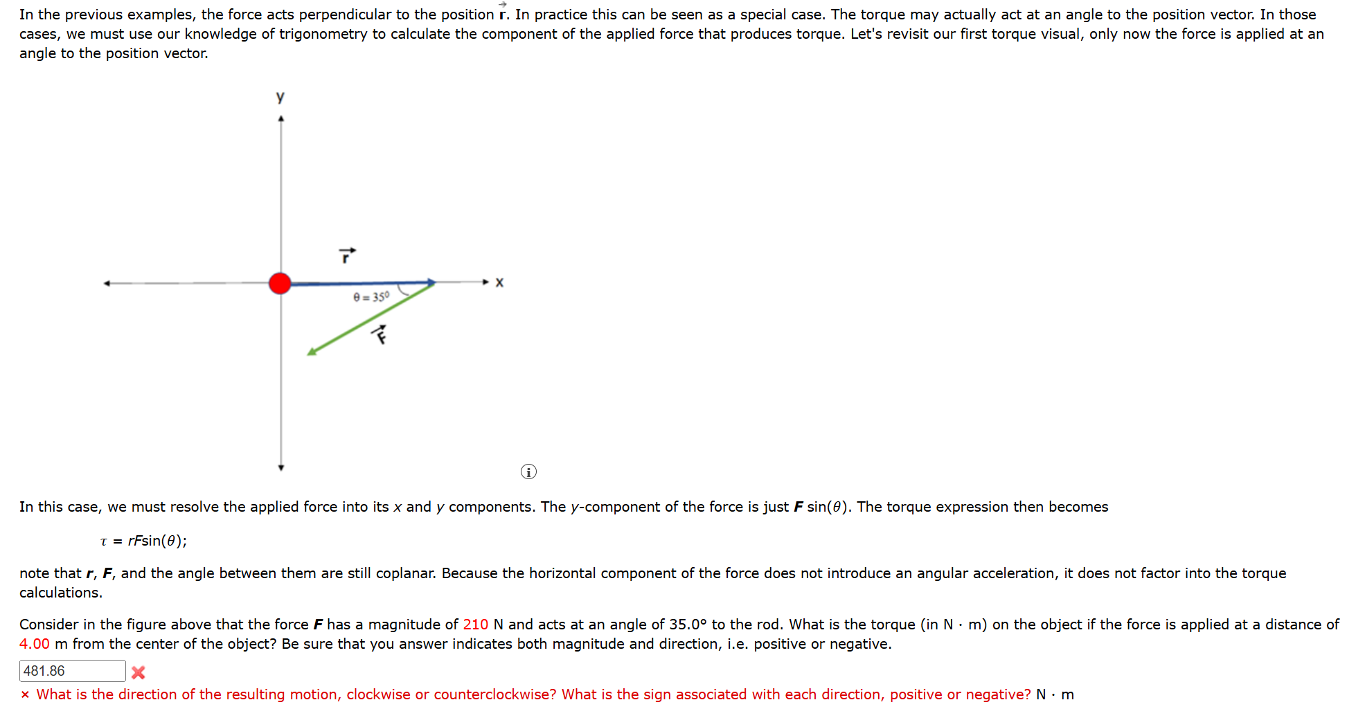 Solved by an EXPERT In the previous examples, the force acts | Chegg.com