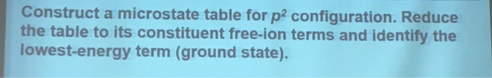 Solved Construct a microstate table for p2 configuration. | Chegg.com
