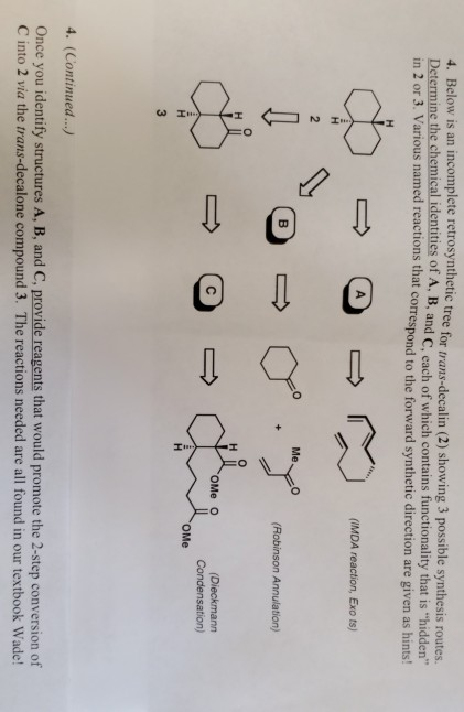 Solved 4. Below is an incomplete retrosynthetic tree for | Chegg.com