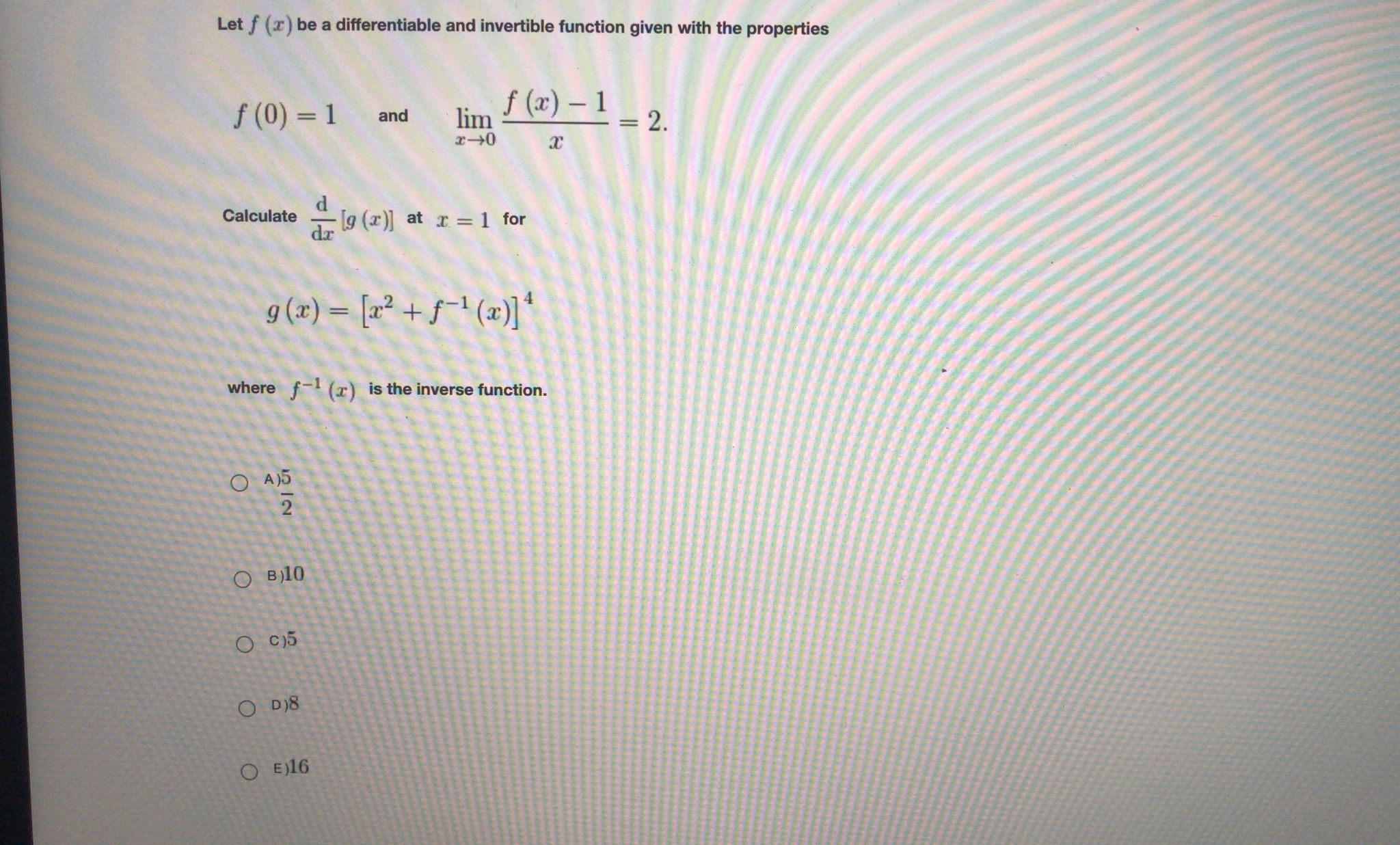 Solved Let Fx Be A Differentiable And Invertible Function 3925