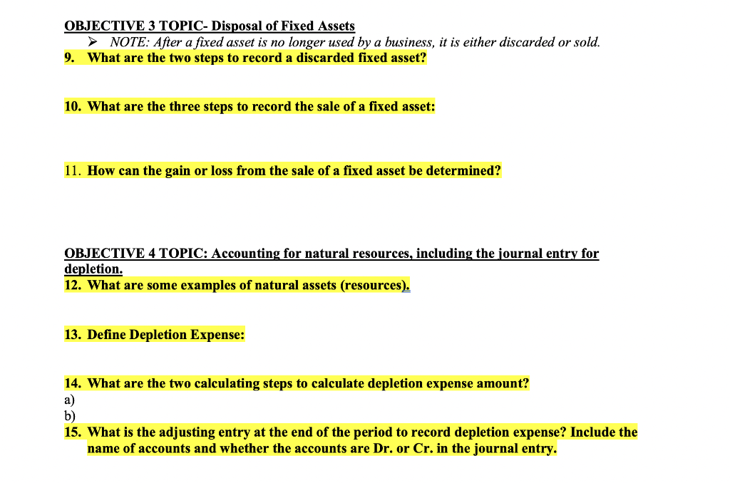 Solved OBJECTIVE 3 TOPIC- Disposal of Fixed Assets > NOTE: | Chegg.com