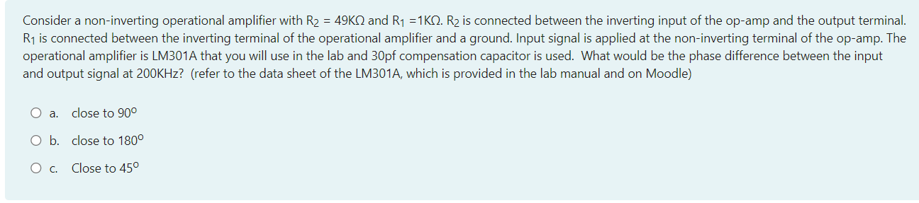 Solved Consider a non-inverting operational amplifier with | Chegg.com