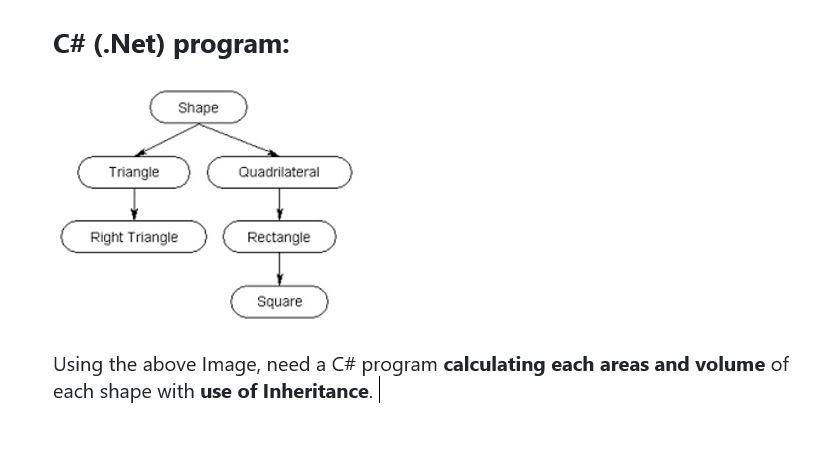 Solved C# (.Net) program: Shape Triangle Quadrilateral Right | Chegg.com
