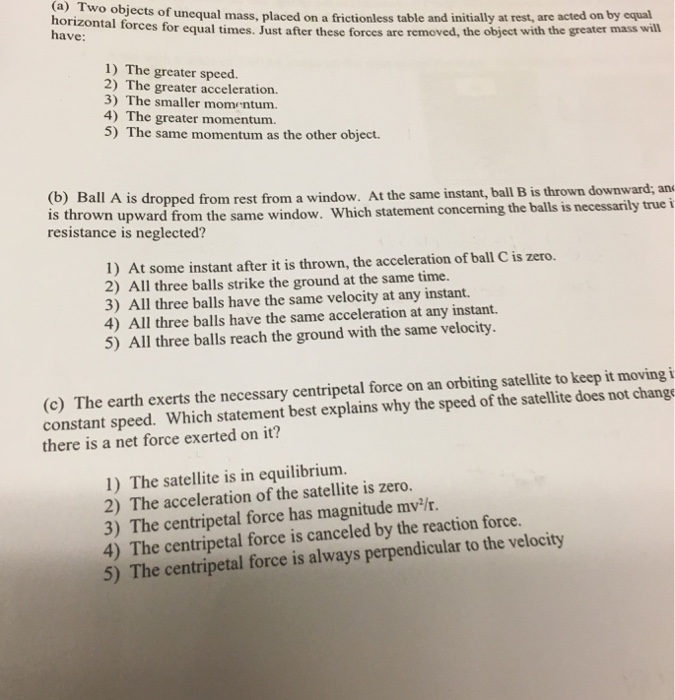 Solved Two objects of unequal mass, placed on a frictionless | Chegg.com