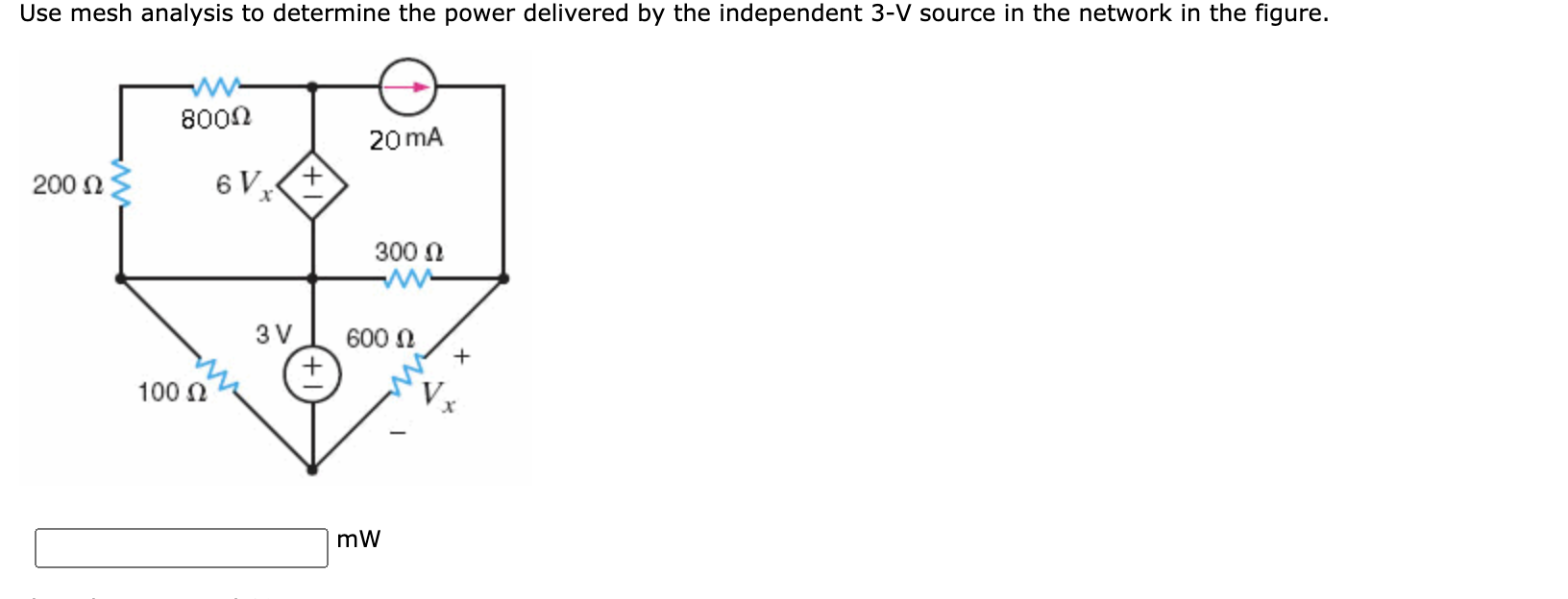 Solved Use mesh analysis to determine the power delivered by | Chegg.com