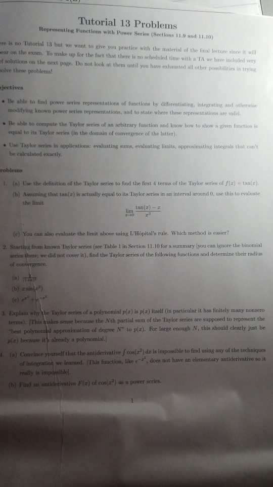 Solved Tutorial 13 Problems Representing Functions with | Chegg.com