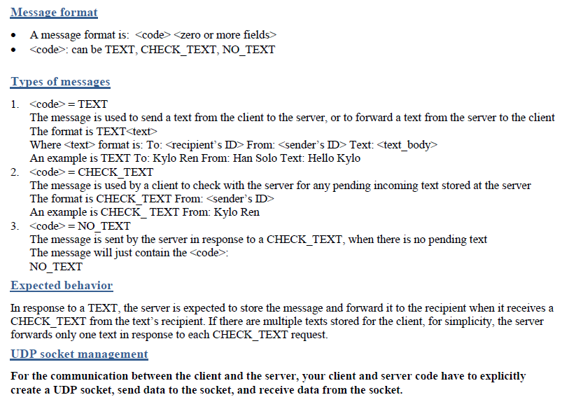 Develop an UDP simple text client and a simple | Chegg.com
