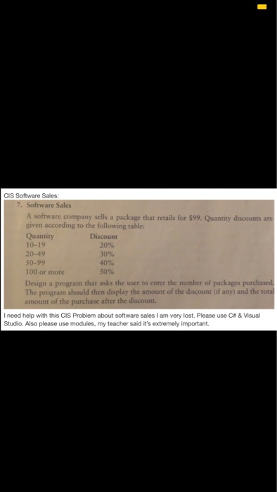 Solved A Software company sells a package for $99. Quantity | Chegg.com