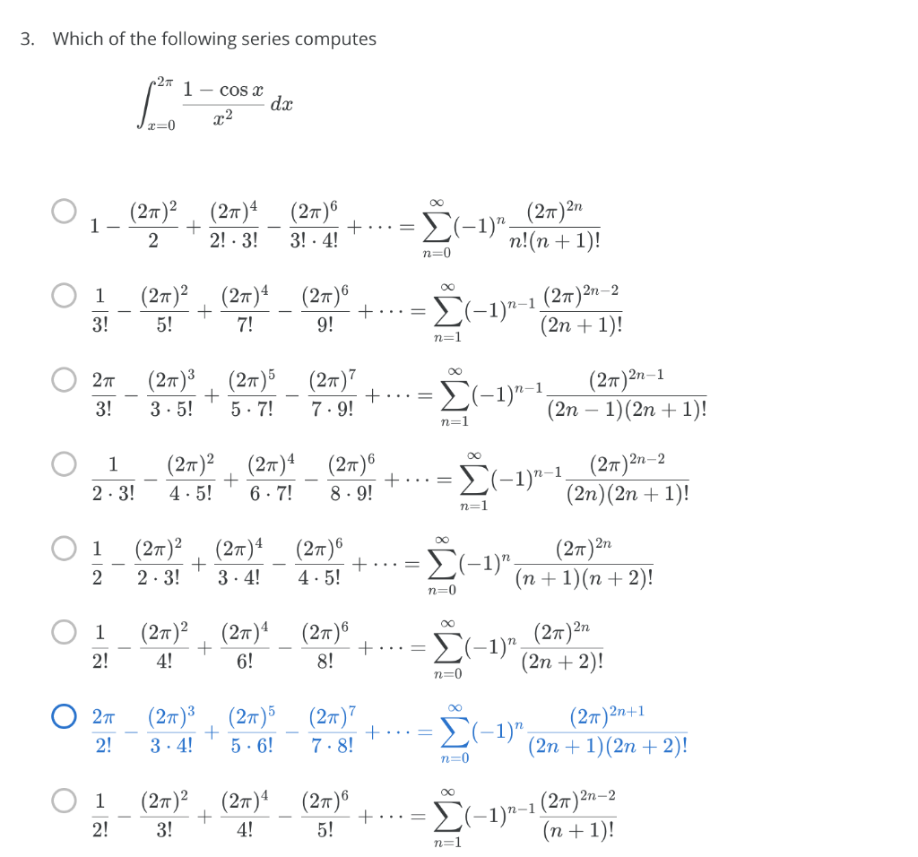 Solved 1. With which sequence (bn)n-1 could you best use the | Chegg.com