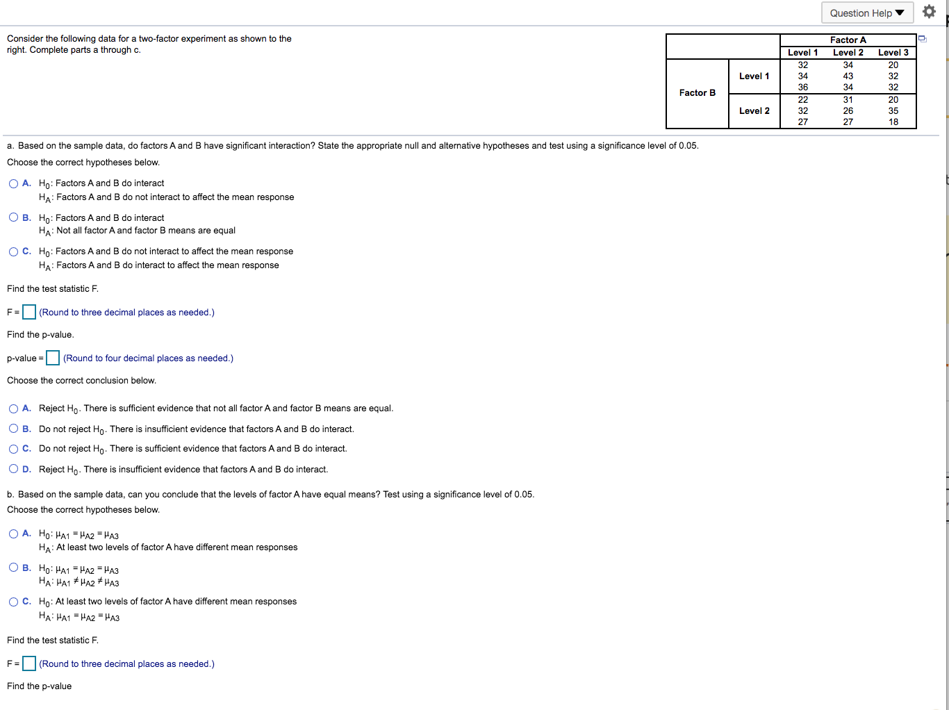 Solved Question Help Consider the following data for a | Chegg.com