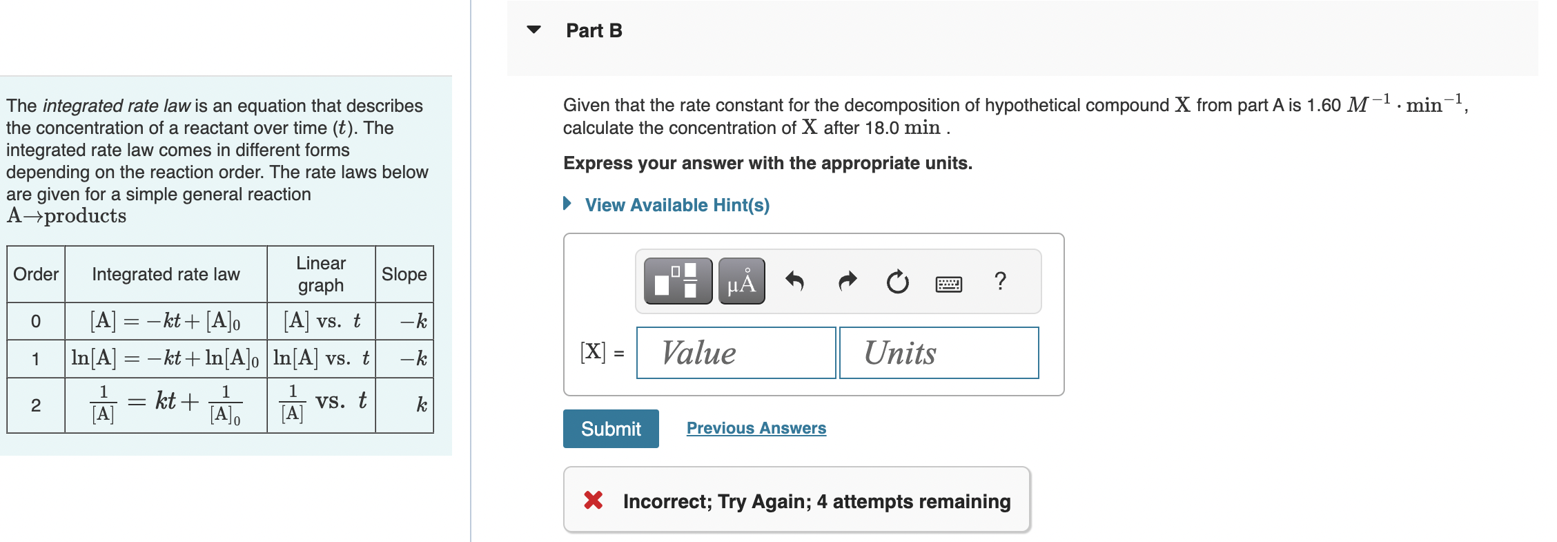 Solved In a study of the decomposition of the compound X via | Chegg.com