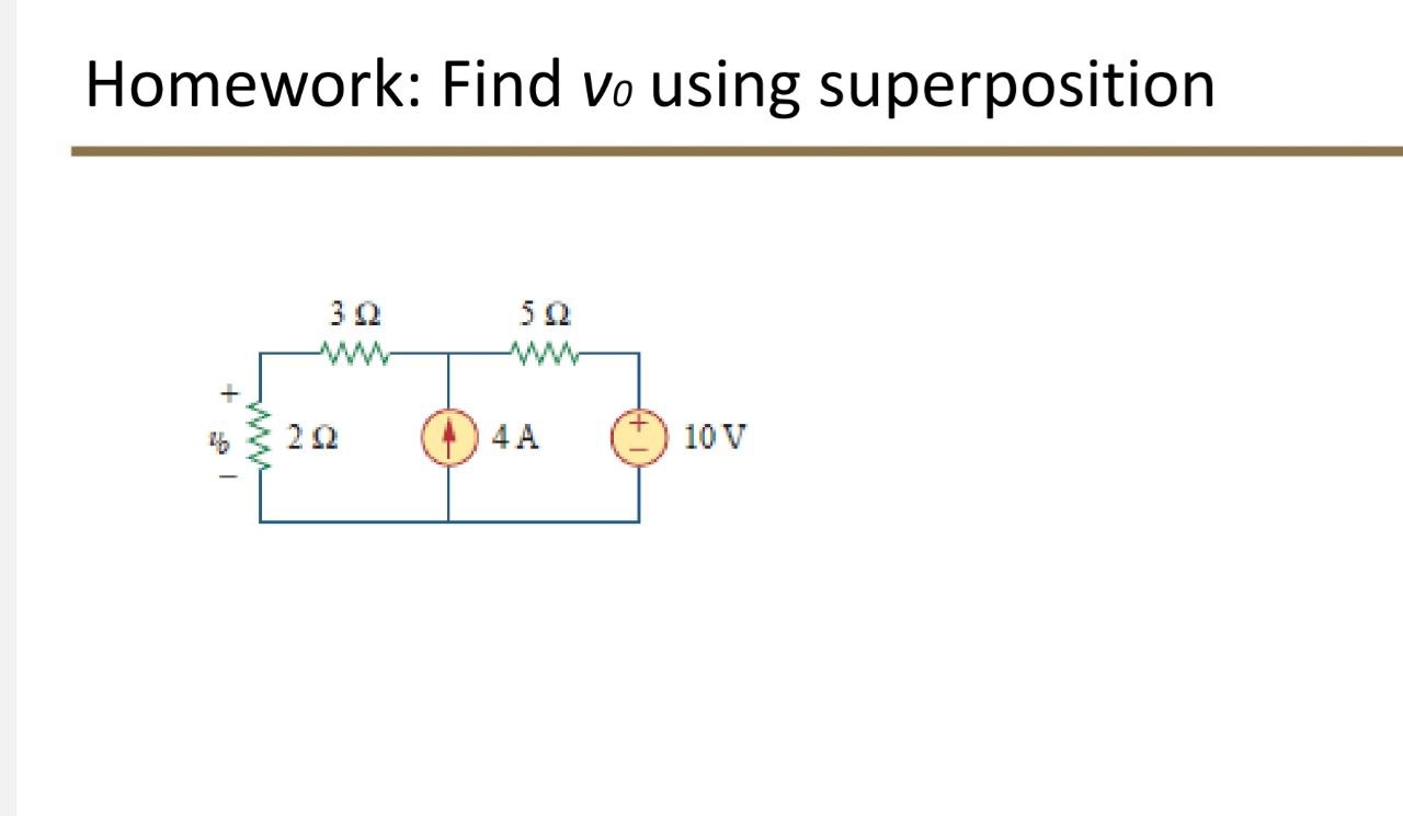 Solved Homework: Find v0 using superposition | Chegg.com