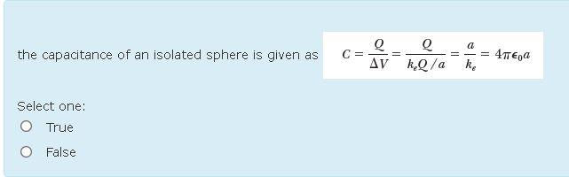 Solved a the capacitance of an isolated sphere is given as | Chegg.com