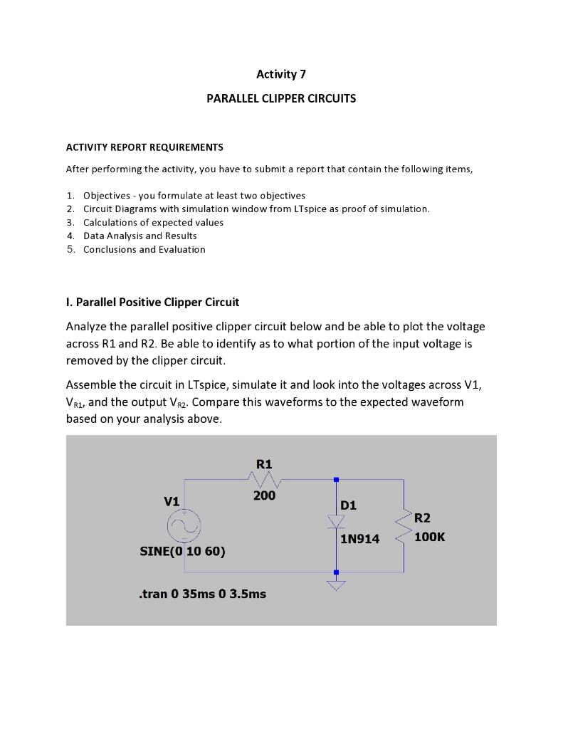 Solved Activity 7 PARALLEL CLIPPER CIRCUITS ACTIVITY REPORT | Chegg.com