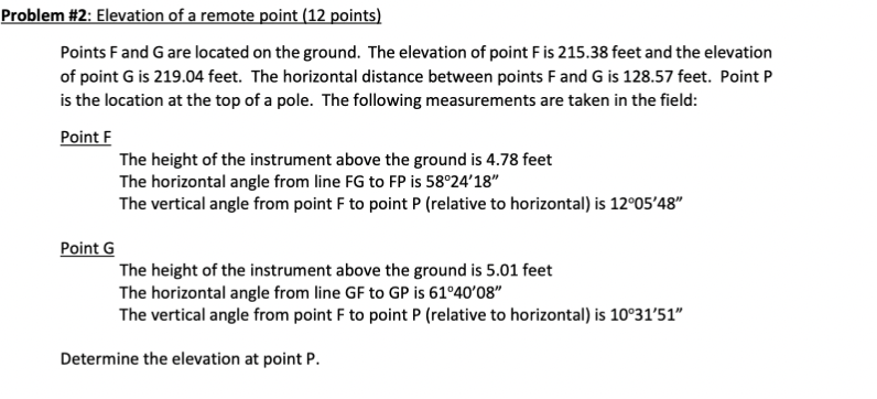 Solved Problem #2: Elevation of a remote point (12 | Chegg.com