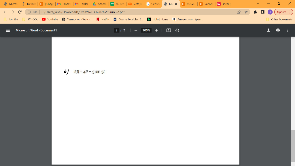 Solved Find the Laplace Transform. f(t)={sint,0,0≤t
