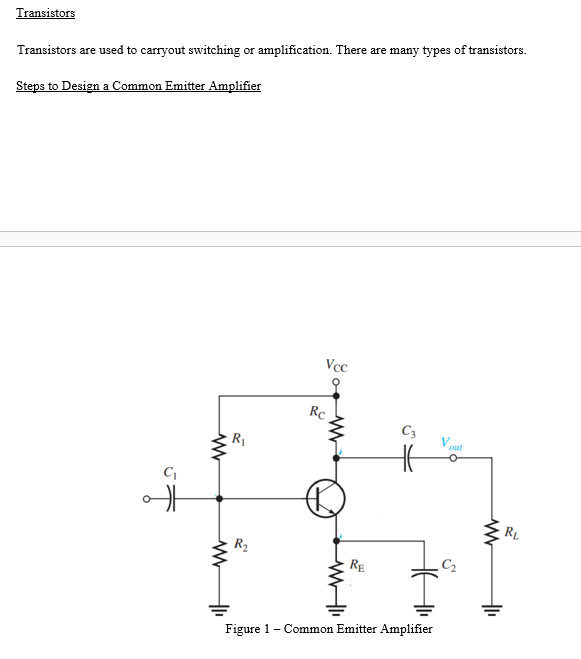 Design a common emitter amplifier and use Multisim to | Chegg.com