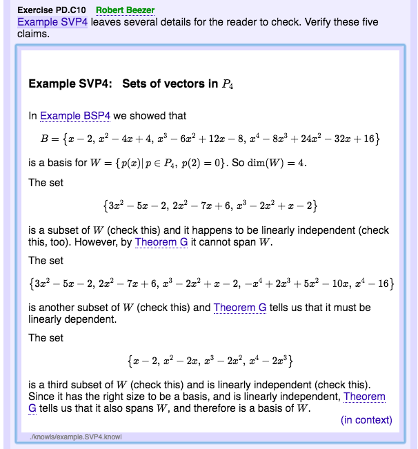 Solved Exercise PD.C10 Robert Beezer Example SVP4 leaves | Chegg.com