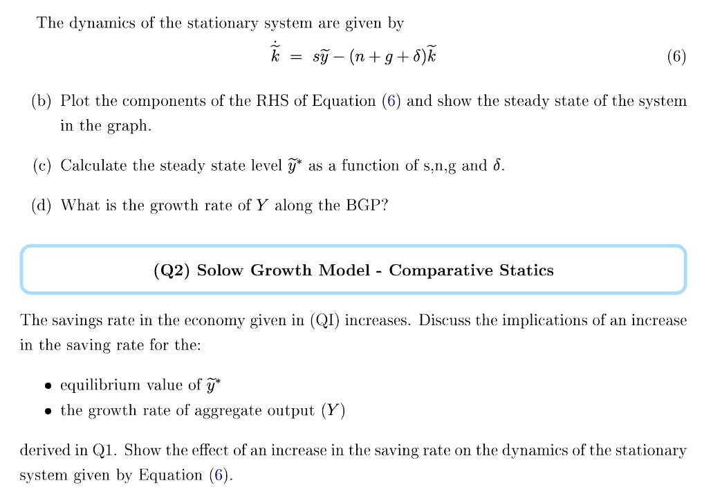Solved The dynamics of the stationary system are given | Chegg.com