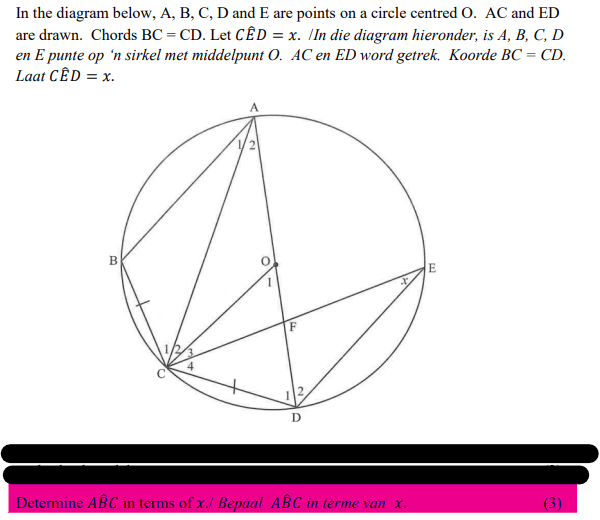 Solved In the diagram below, A, B, C, D and E are points on | Chegg.com