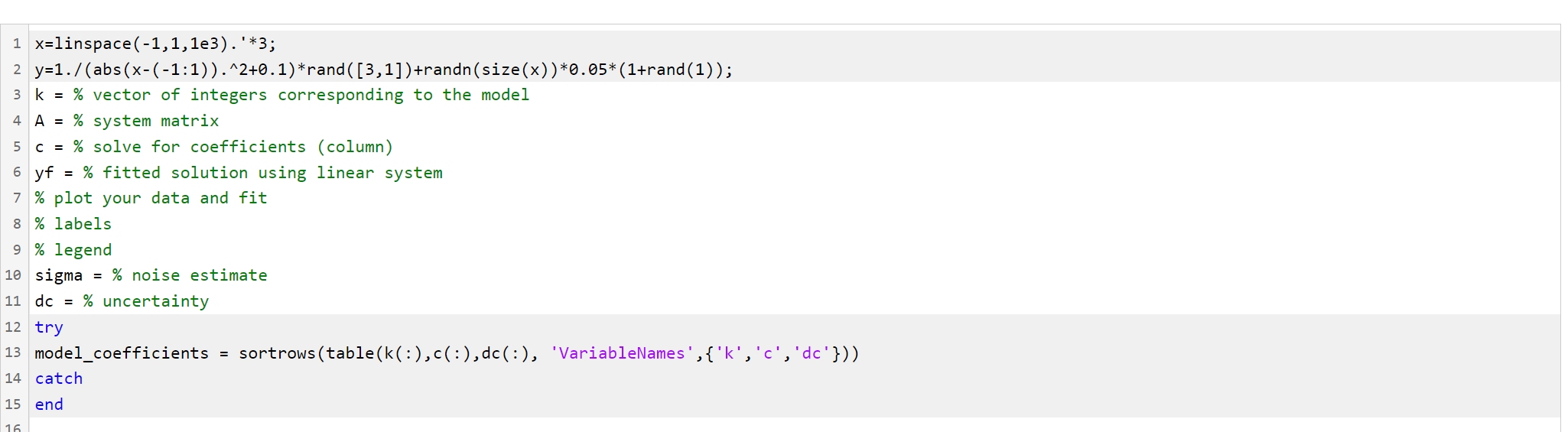 Solved Given data y(x), construct a script to perform linear | Chegg.com
