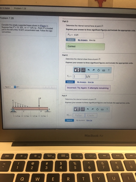 Solved 15 Statics Problem 7.28 roblem 7.28 Part A Consider | Chegg.com