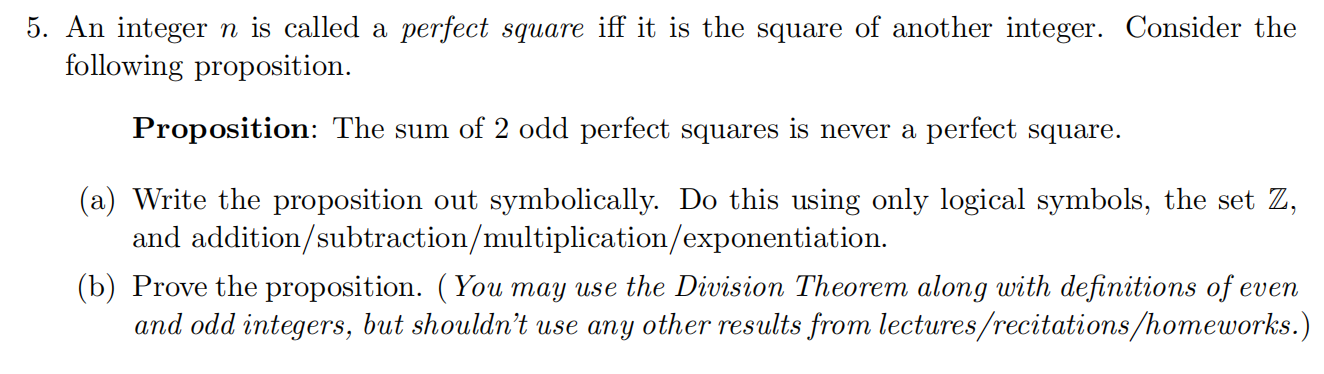 Solved 5. An integer n is called a perfect square iff it is | Chegg.com