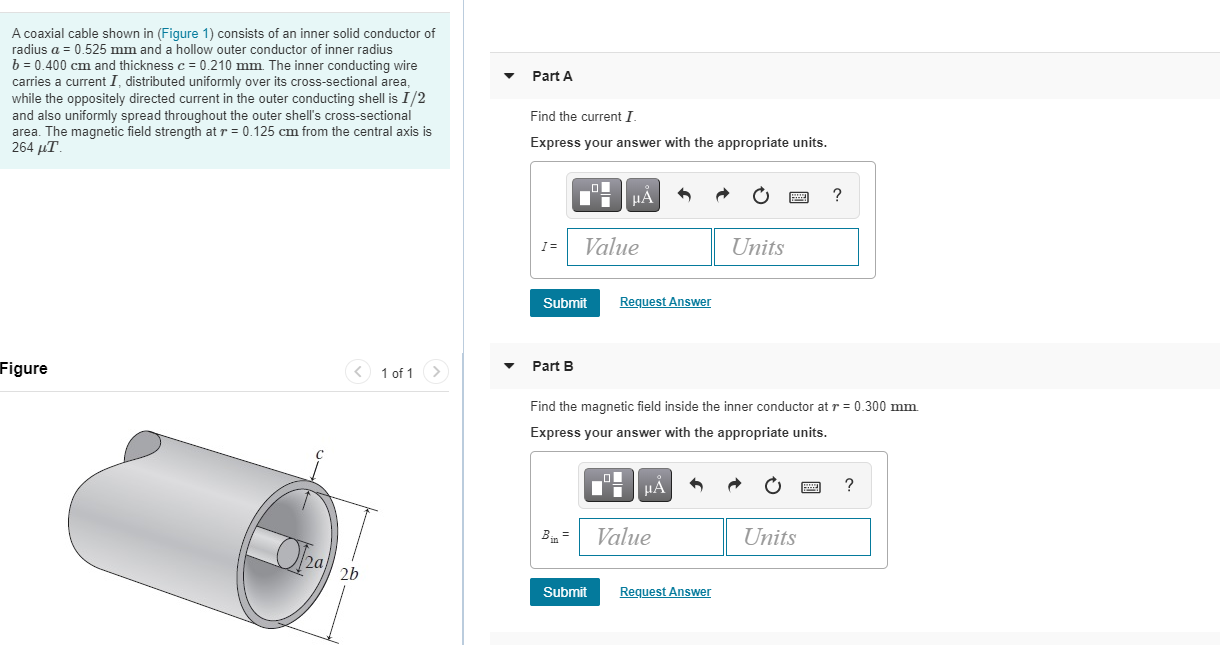 Solved Part A A coaxial cable shown in (Figure 1) consists | Chegg.com