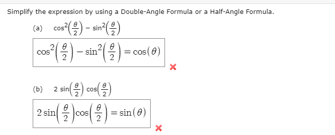 Solved Simplify the expression by using a Double-Angle | Chegg.com