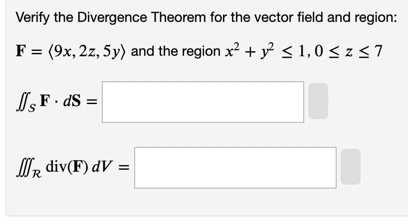 Solved Verify the Divergence Theorem for the vector field | Chegg.com