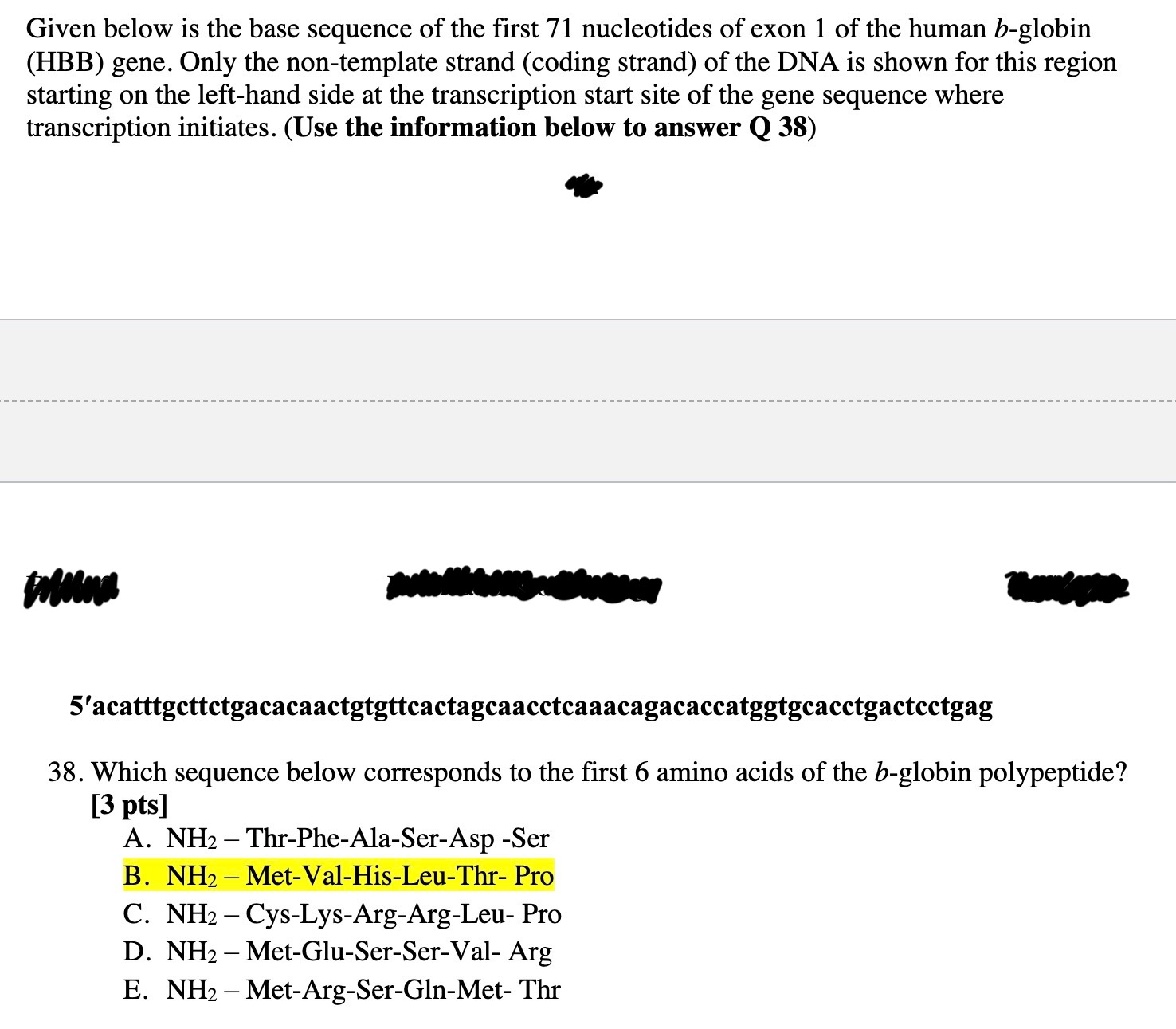 Solved Given below is the base sequence of the first 71 | Chegg.com
