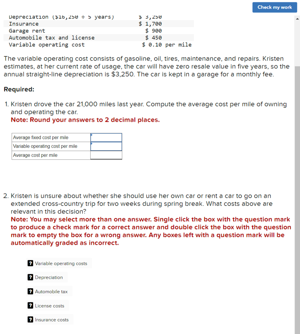 Solved Exercise 13-1 (Algo) ﻿Identification of Relevant | Chegg.com