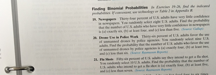 Solved Finding Binomial Probabilities In Exercises 19-26, | Chegg.com
