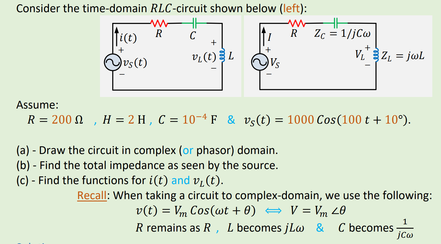 Solved Consider the time-domain RLC-circuit shown below | Chegg.com