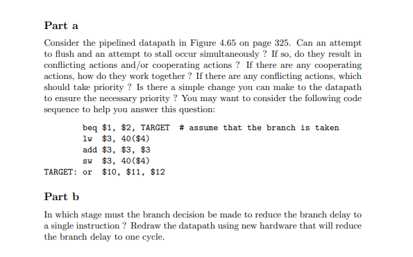 Solved Part a Consider the pipelined datapath in Figure 4.65 | Chegg.com