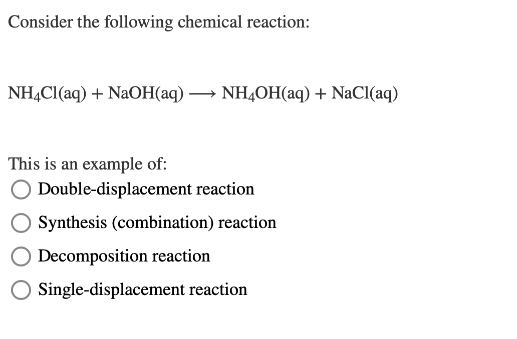 Solved Consider The Following Unbalanced Chemical Equation